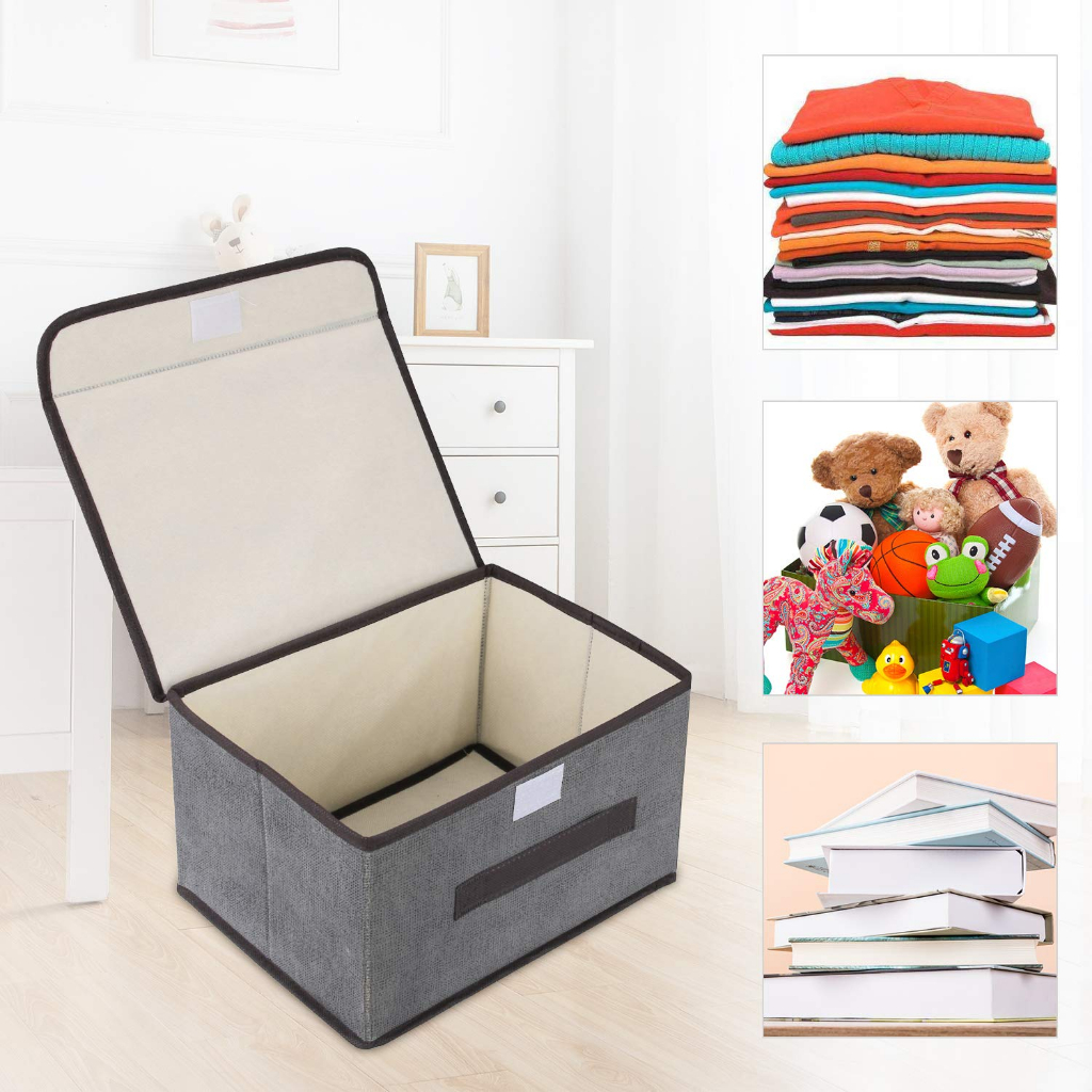𝟮𝗣𝗖𝗦 》 Korean Foldable Wardrobe Linen Cloth Storage Box Clothes Basket ...