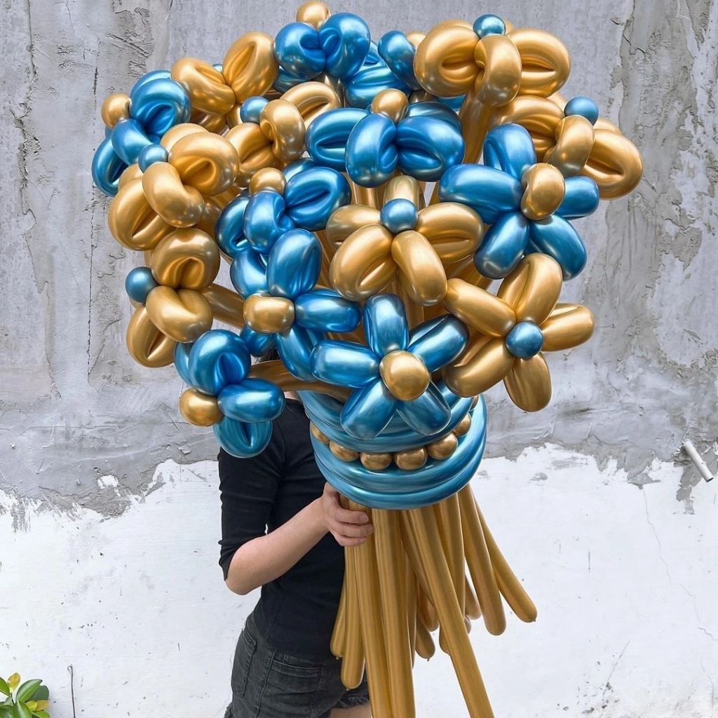 50Pcs Kids Balloon Chrome Long Balloon Latex Metallic Modelling Bown ...