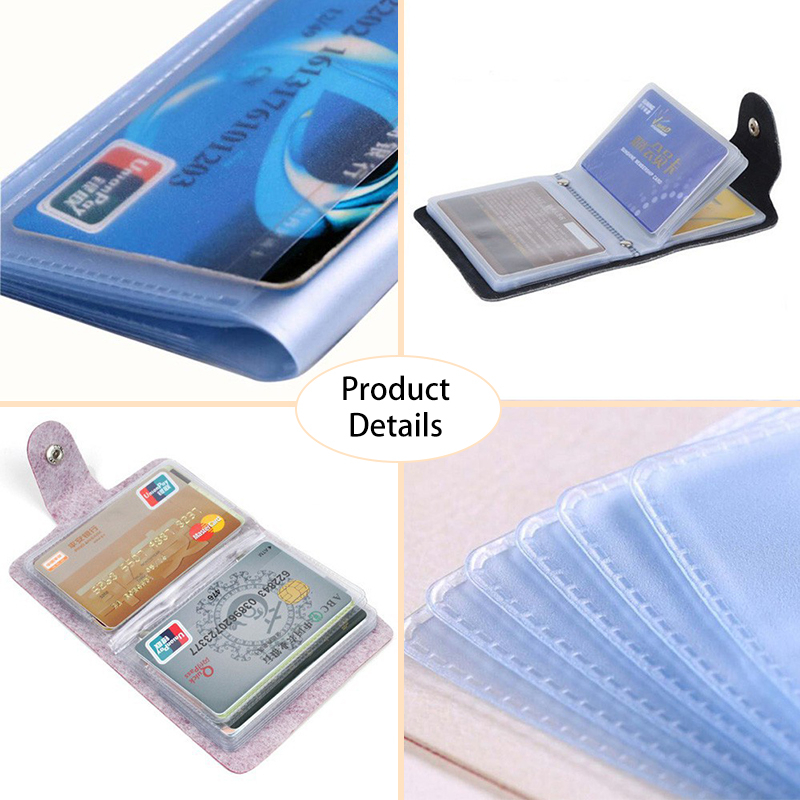 𝟮𝟰 𝗦𝗟𝗢𝗧𝗦 》PU Leather Cards Holder Case Business Credit Card IC Mini ...