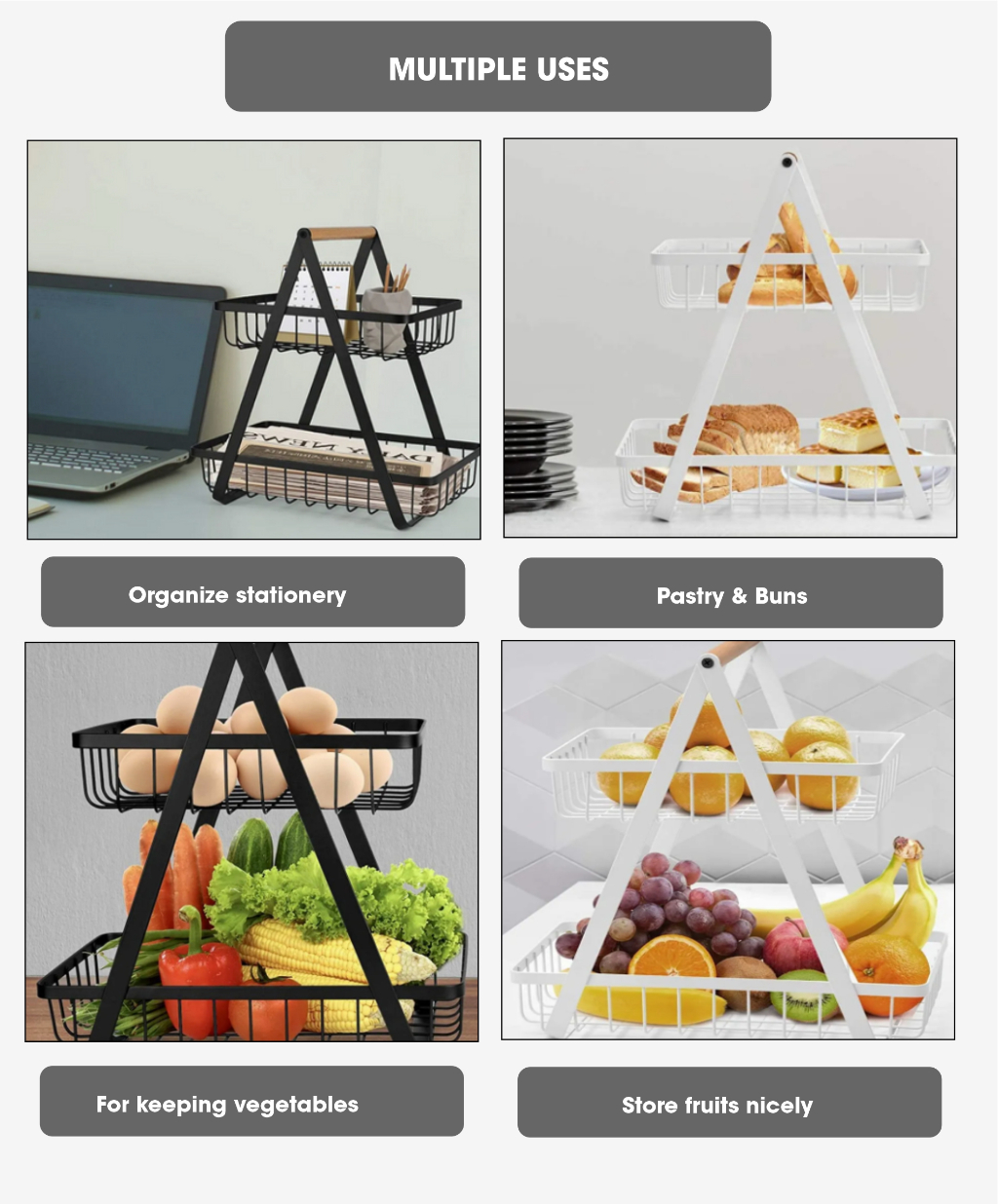 2 Tier Onion Rack Fruit Basket Rak Bawang Bertingkat Vegetable Storage ...
