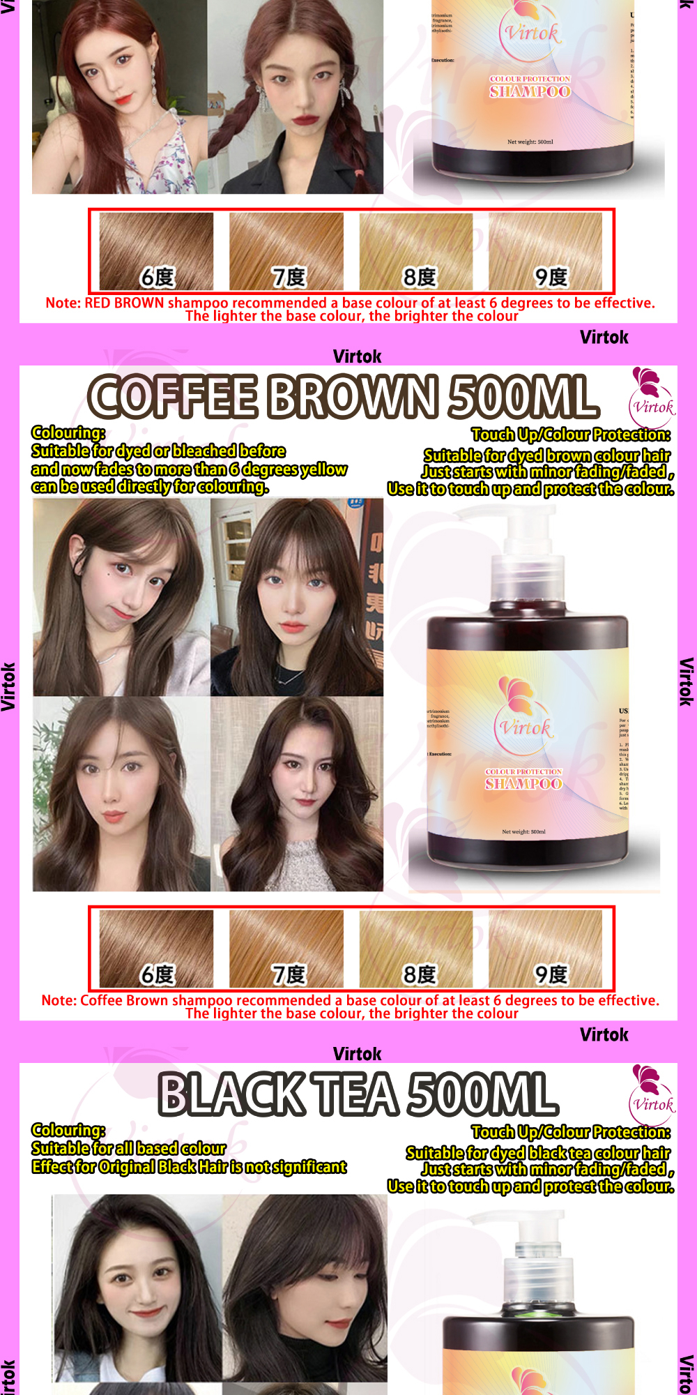 VIRTOK 500ML Colour Fixing Hair Shampoo Color Protection Lock Shampoo ...