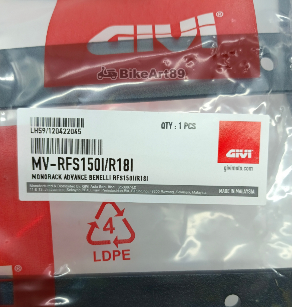 Monorack Givi Benelli RFS150I R18I ADVANCE BLACK 100% ORIGINAL RFS 150I ...