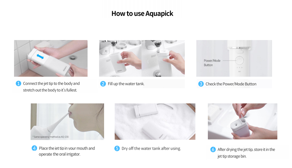 Aquapick Portable Water Flosser Rechargeable Dental Floss Tooth Oral ...