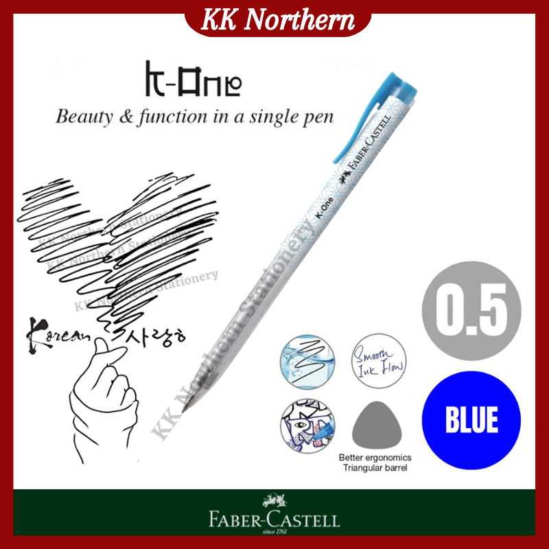 (1pcs) Faber-Castell K-One Gel Pen 0.5mm Pen Biru Hitam Gel Pens Faber ...