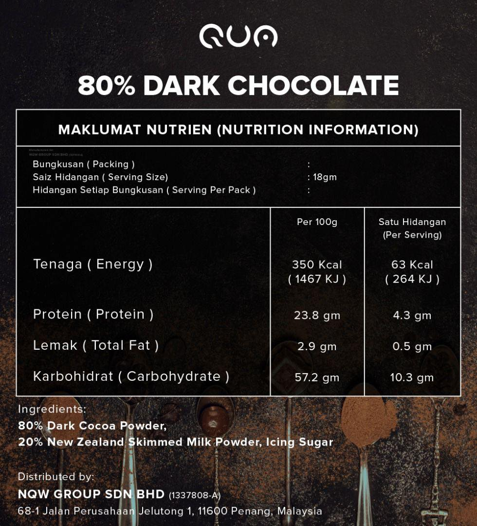 QUA COMBO A (QUA Dark Chocolate 500g X 3 pkts) | 60% / 80% / 100% Dark ...