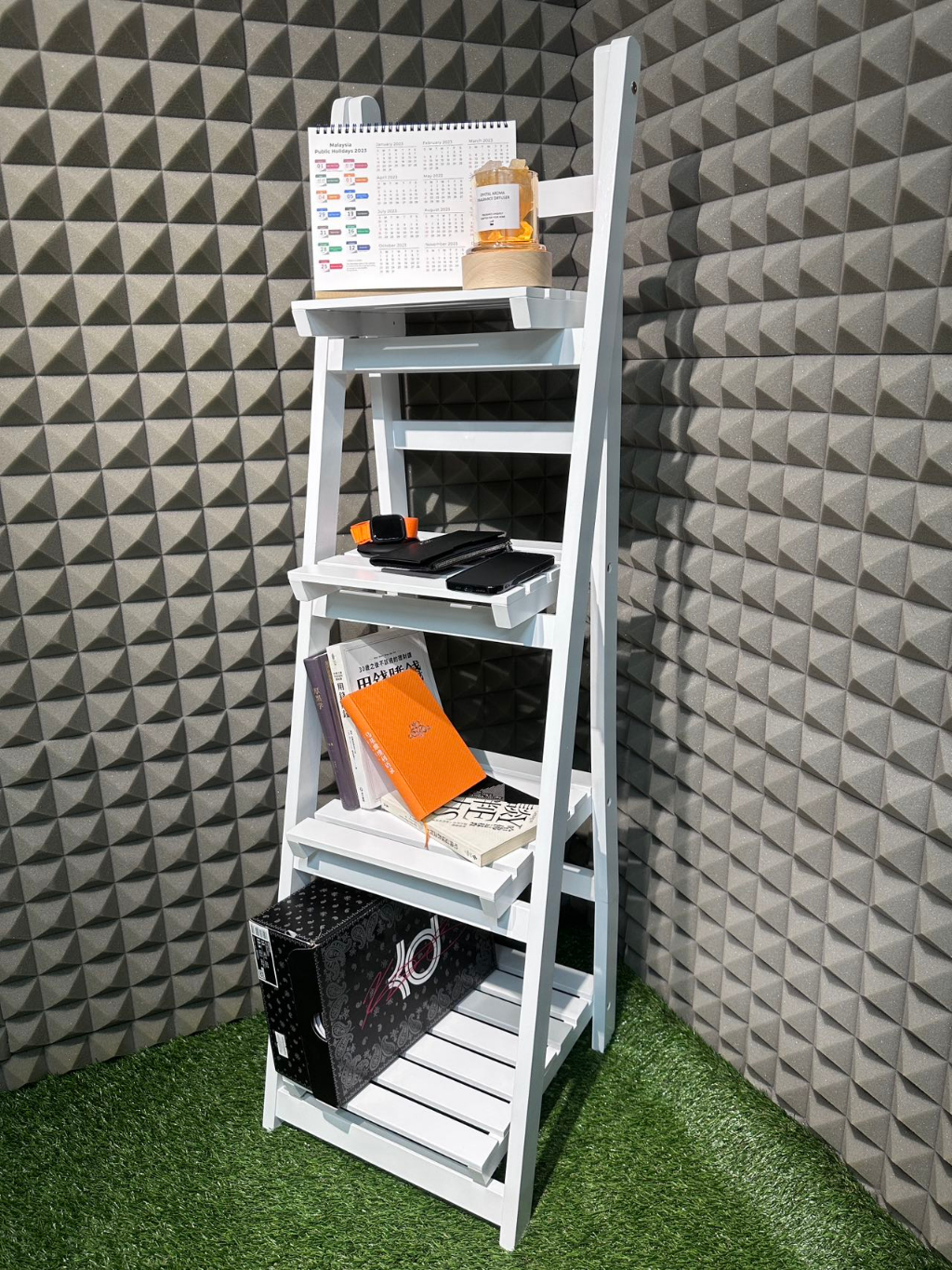 Solid Wood Wall Rack 4-Tier Ladder Bookcase Wooden Rack Shelf Wall ...