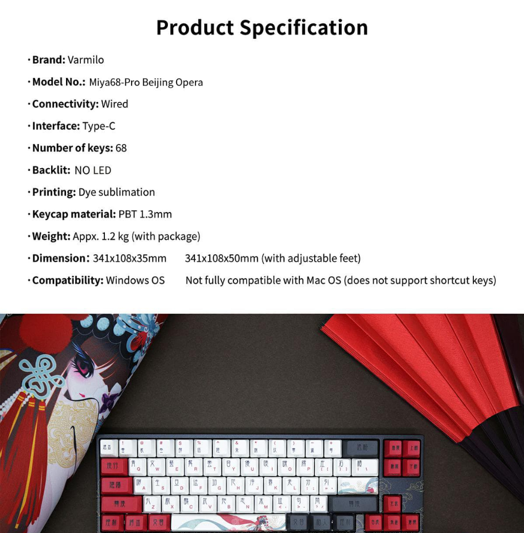 Ducky X Varmilo Miya68 Pro Beijing Opera 65 68 Keys Compact Wired