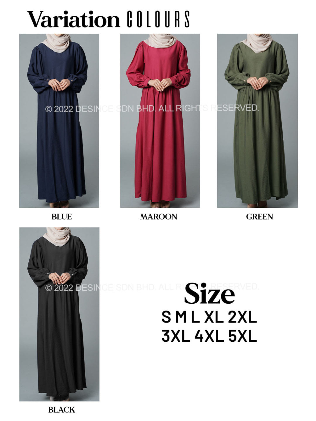 🇲🇾 DESINCE Muslimah Dress Women Dress Full Length Maxi Dress Wanita ...
