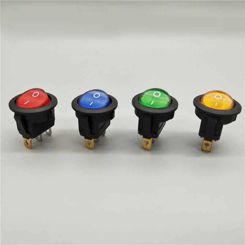1PCS DC12V AC 220V KCD1 LED Light Car Round Rocker ON/OFF SPST 3 Pins Toggle Button Switch DIY ...