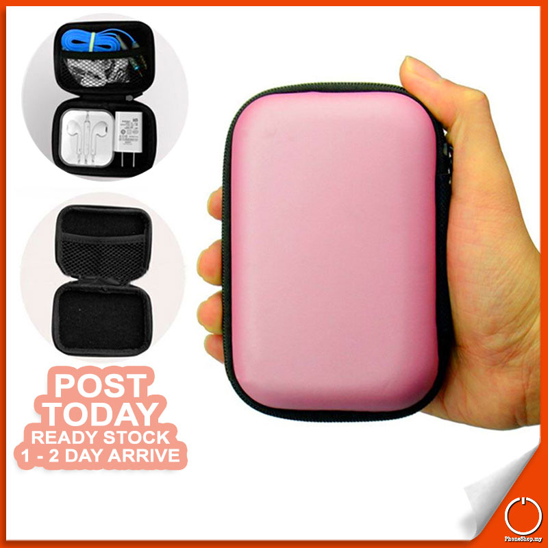 𝗠𝗘𝗦𝗛 𝗣𝗢𝗖𝗞𝗘𝗧 EVA Cable Organizer Travel Storage Case Bag Earphone Air ...