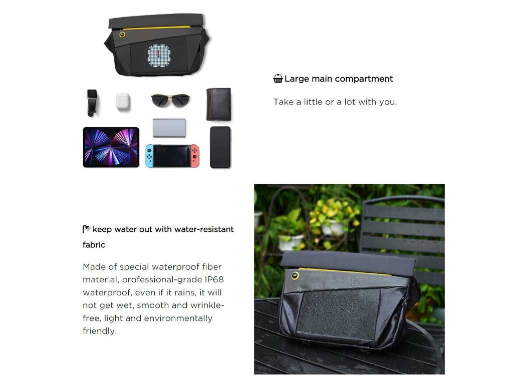 Divoom Pixoo Sling Bag V - Innovative Smart LED Pixoo SlingBag V ...