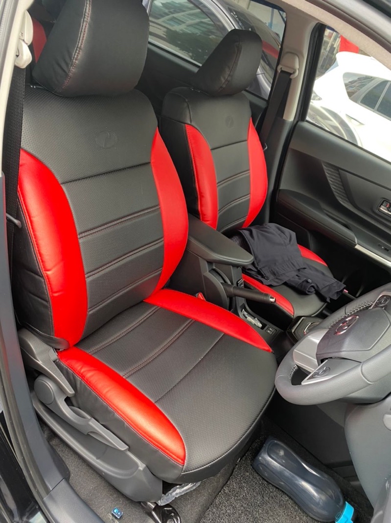 💯premium 📣Perodua Alza Red balck Semi Leather Custome Made Car Cushion ...