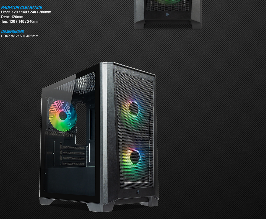 TECWARE EDGE M2 TG ARGB MATX CASE ( BLACK ) ( WITH 3 ARGB FAN ...