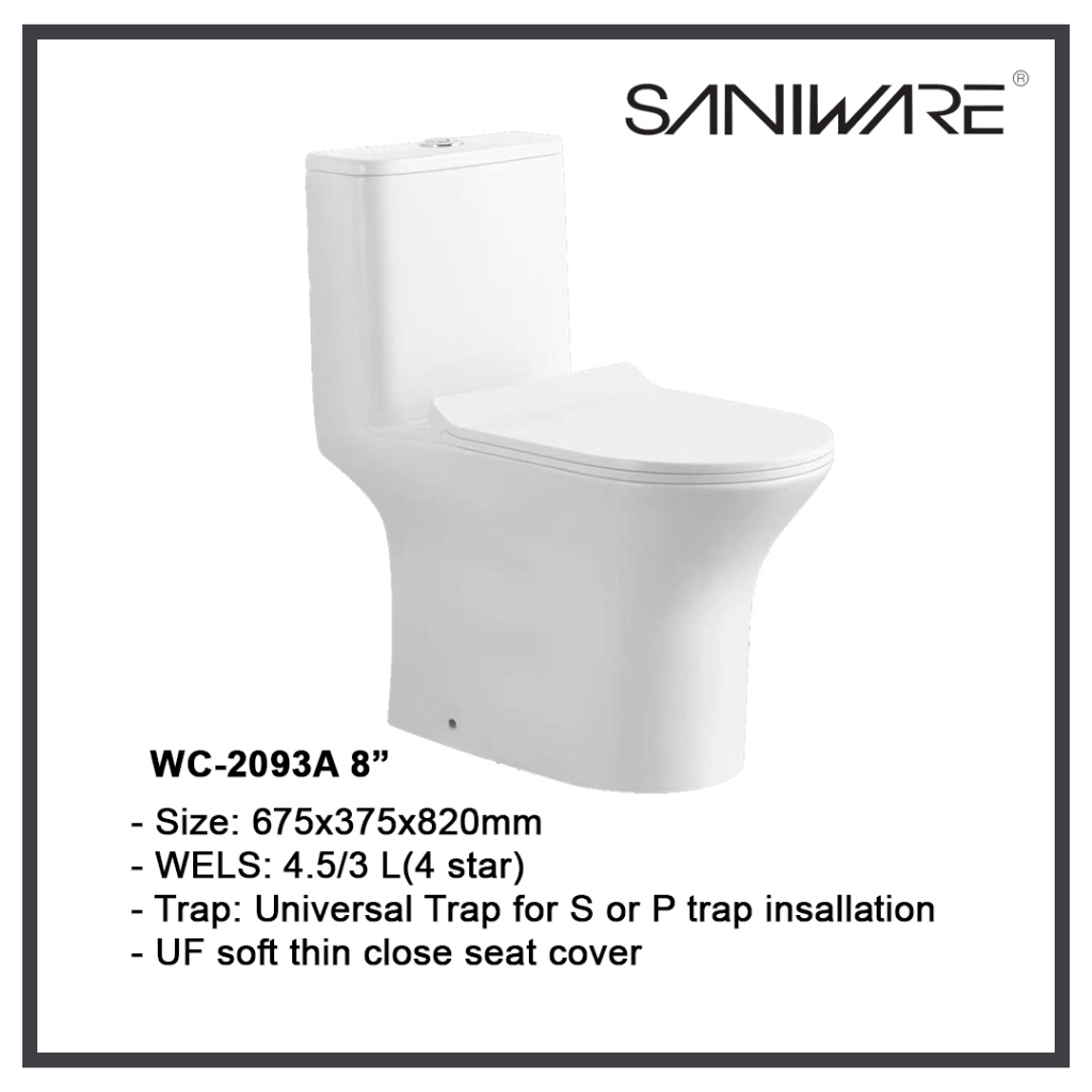 SANIWARE WC-2093A 8'' WATER CLOSET | Shopee Malaysia