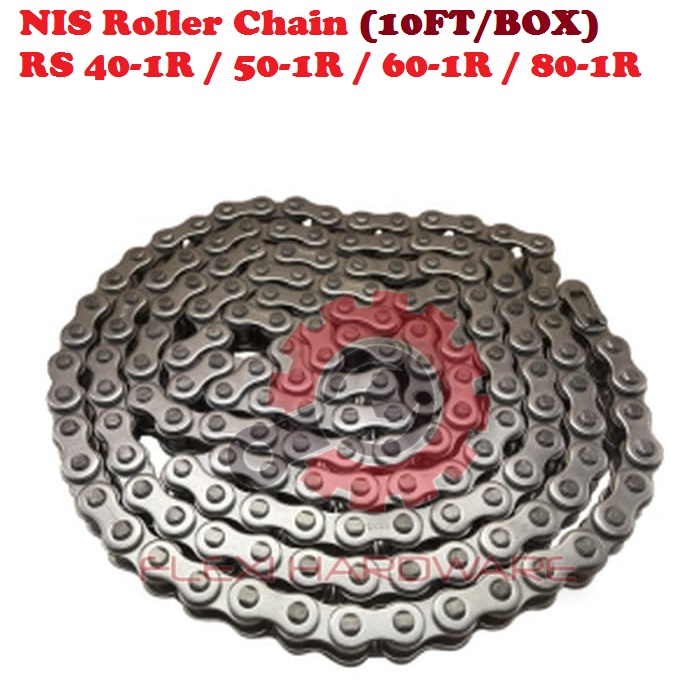 NIS Roller Chain RS 40-1R / 50-1R / 60-1R / 80-1R (10FT/BOX) For ...