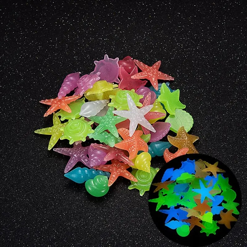 100Pcs/bag Starfish Shell Sharped Luminous Stone Glow in the Dark ...