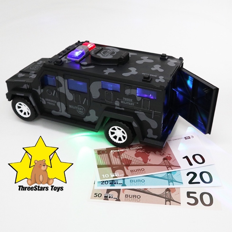 Military Car Safe Box ATM Police Car Toys Tabung ATM Machine Kids Money ...