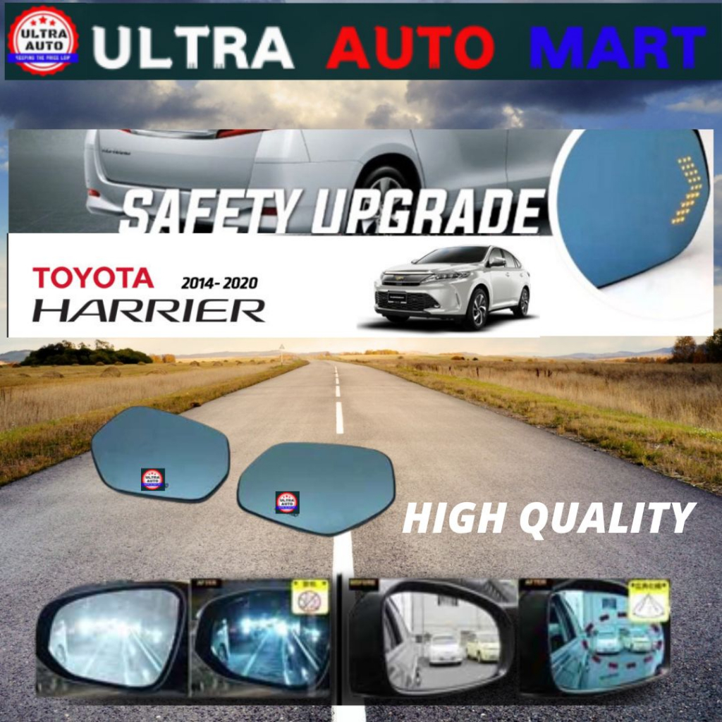 1 PAIR TOYOTA HARRIER ACU30 XU60 XU80 REAR VIEW SIDE MIRROR GLASS WIDE ...