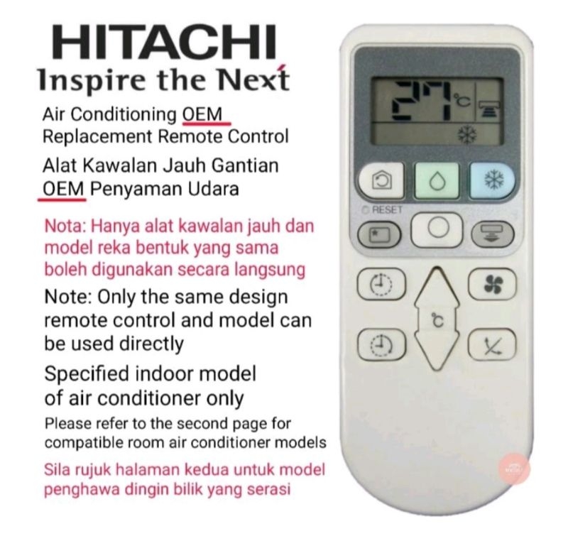Hitachi Air Cond Air Conditioner Replacement Remote Control HI-02 ...