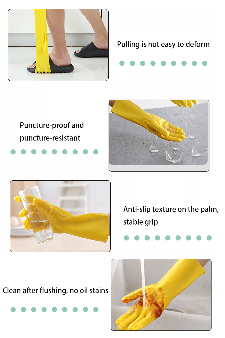 1 Pair Reusable Waterproof Household Gloves Kitchen Bathroom Home ...