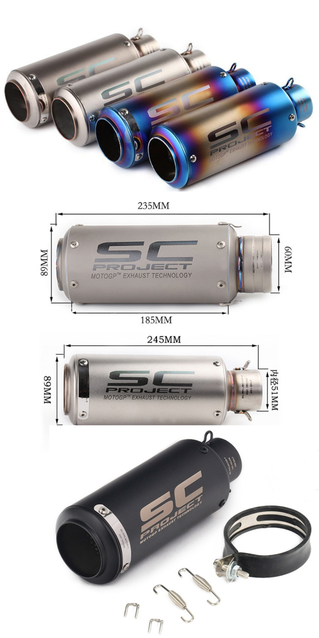 SC PROJECT 51MM 60MM Muffler Motorcycle Exhaust Motorcycle Accessories ...
