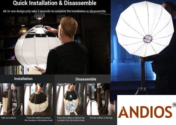 ANDIOS 65Lantern 65cm Lantern Softbox Ball Bowen Mount Diffuser Studio ...
