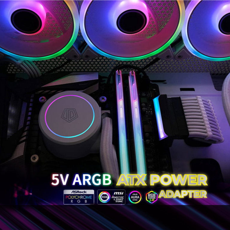 24Pin L Shaped 90° Black / White 5V 3PIN ARGB GEN2 Converter ARGB ...