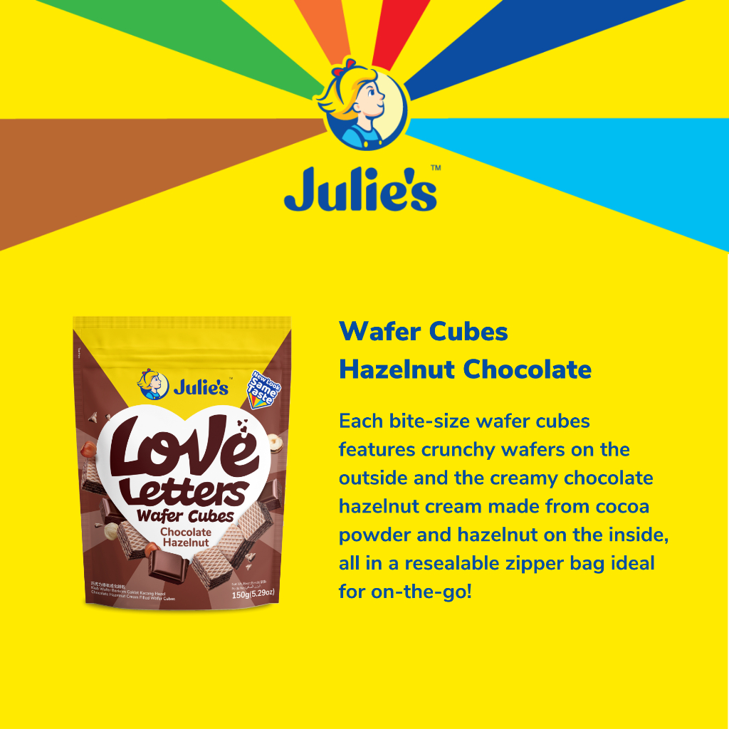 Julie's Love Letters Wafer Cubes - Chocolate Hazelnut (150g x 1 Pack ...