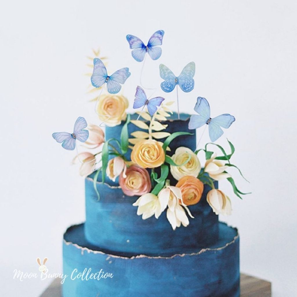 Butterfly Cake Topper Decoration Set Pink Purple White Black ...