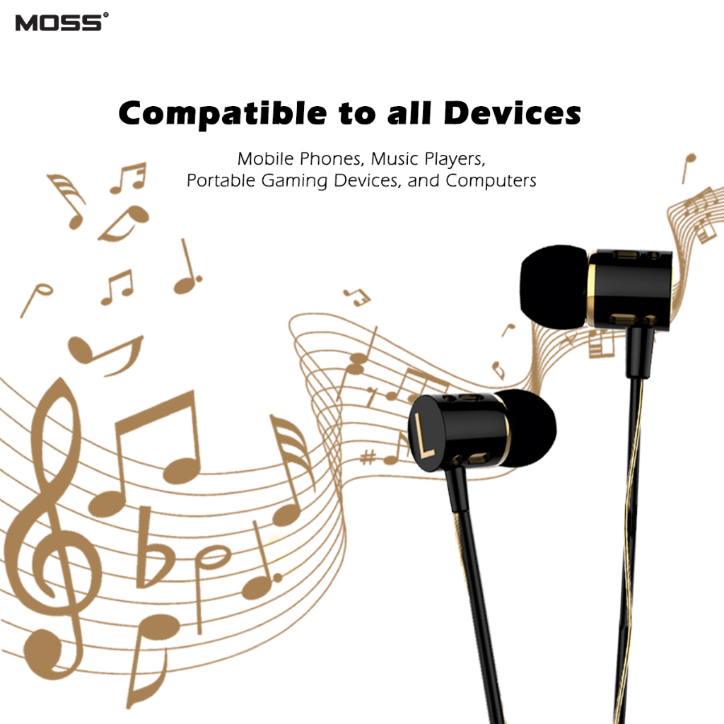 MOSS Stereo Music Earphones In-Ear Earbuds Handsfree Headset 3.5mm ...