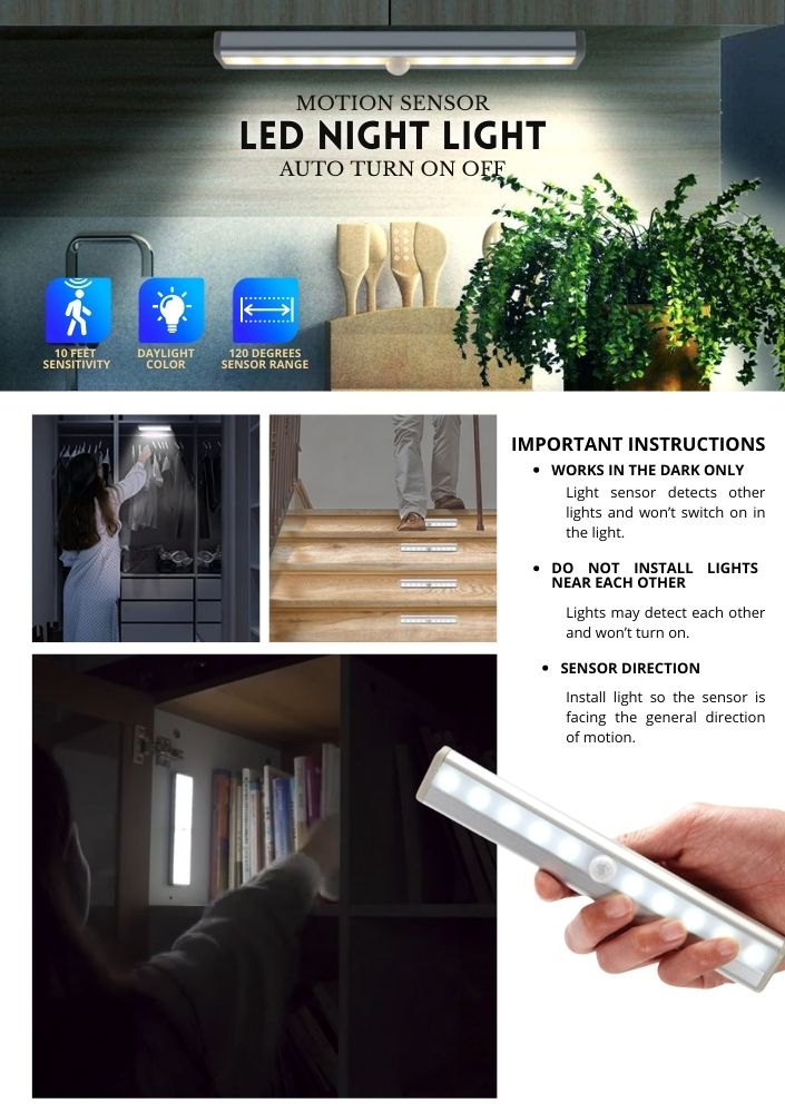 PIR Motion Sensor Torchlight Auto On/Off Wireless Motion Sensor Night ...