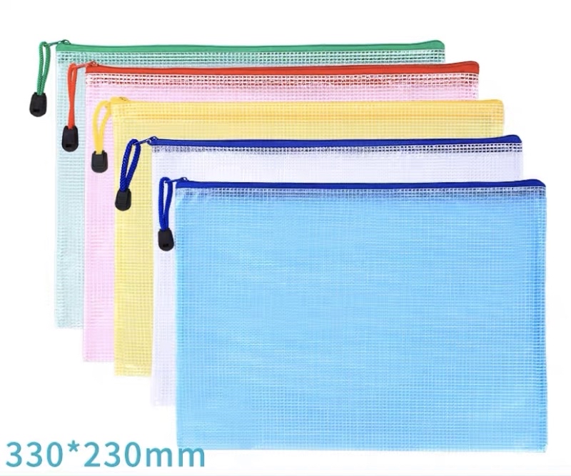 PINEDOT A4 Mesh Zipper File Folder Tuition Bag School Subject Separator ...