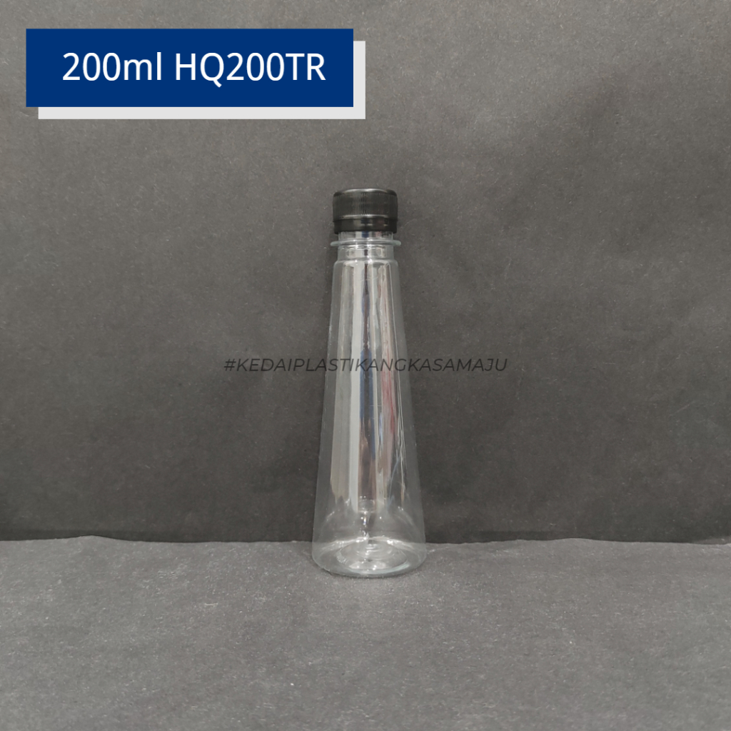 Botol Plastik Petak/Segi Tiga + Black Cap (100ml, 125ml, 150ml, 200ml, 250ml) -Square/Triangle ...