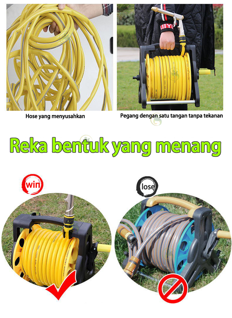 Portable Garden Hose Reel Storage Rack with Accessories Set flexible ...