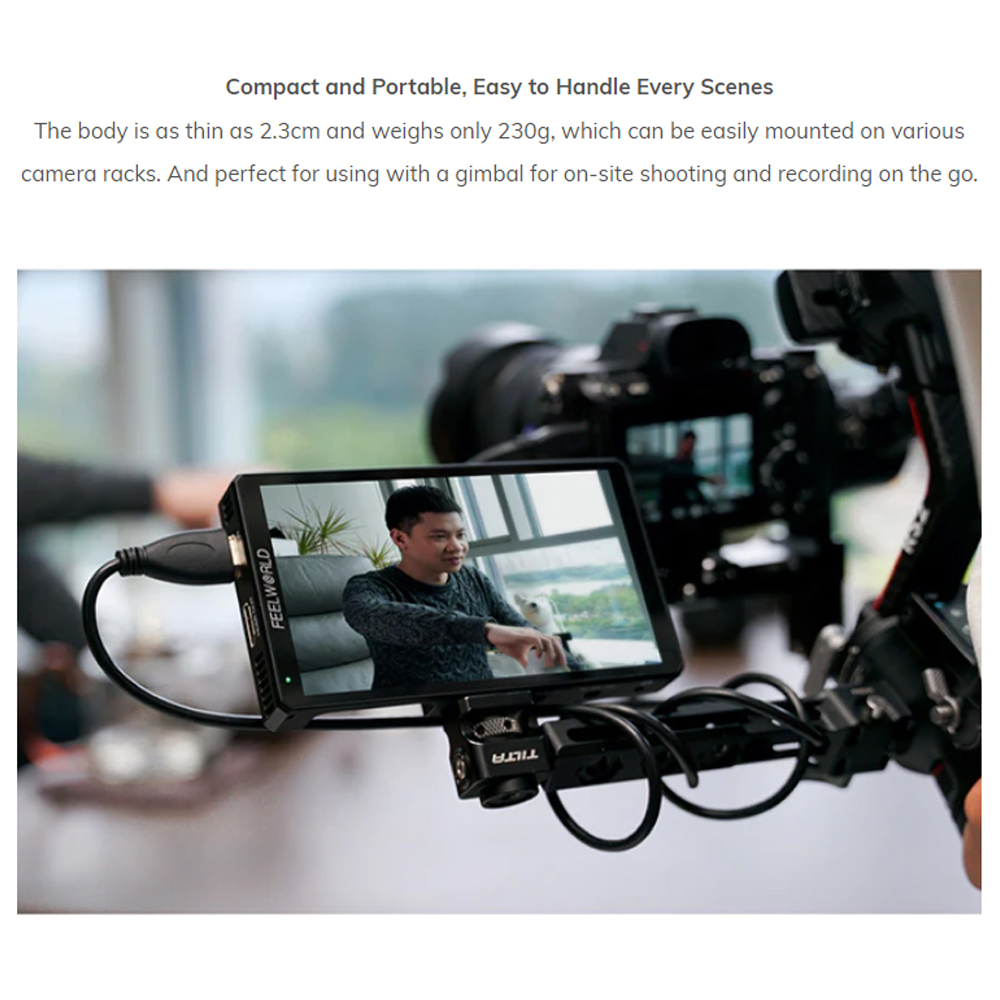 FEELWORLD CUT6 6 Inch Recording Monitor Field Camera DSLR USB2.0 ...