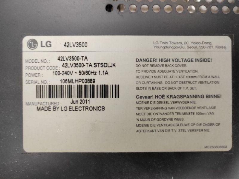 LG 42LV3500 42LV3500-TA LED TV PowerBoard MainBoard BacklightBoard T ...