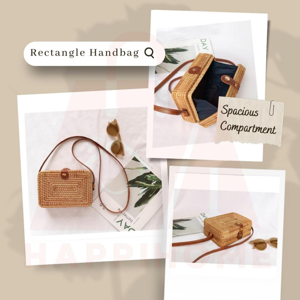 Woven Retro Vintage Rattan Sling Bag Round Bali Bag Anyaman Bag Rotan ...