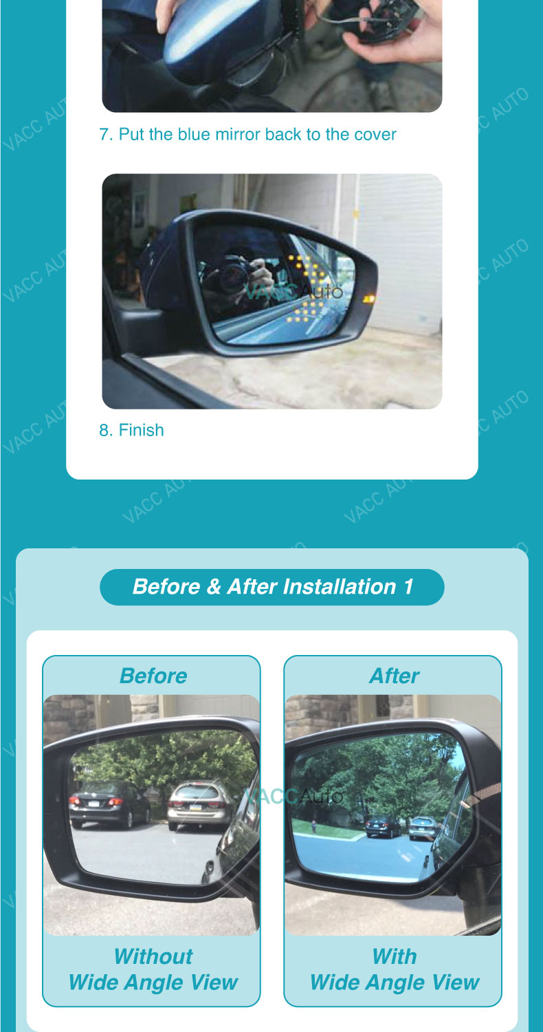 Proton X70 Blue Side Mirror With LED Signal Wide Angle Sight Rear View ...
