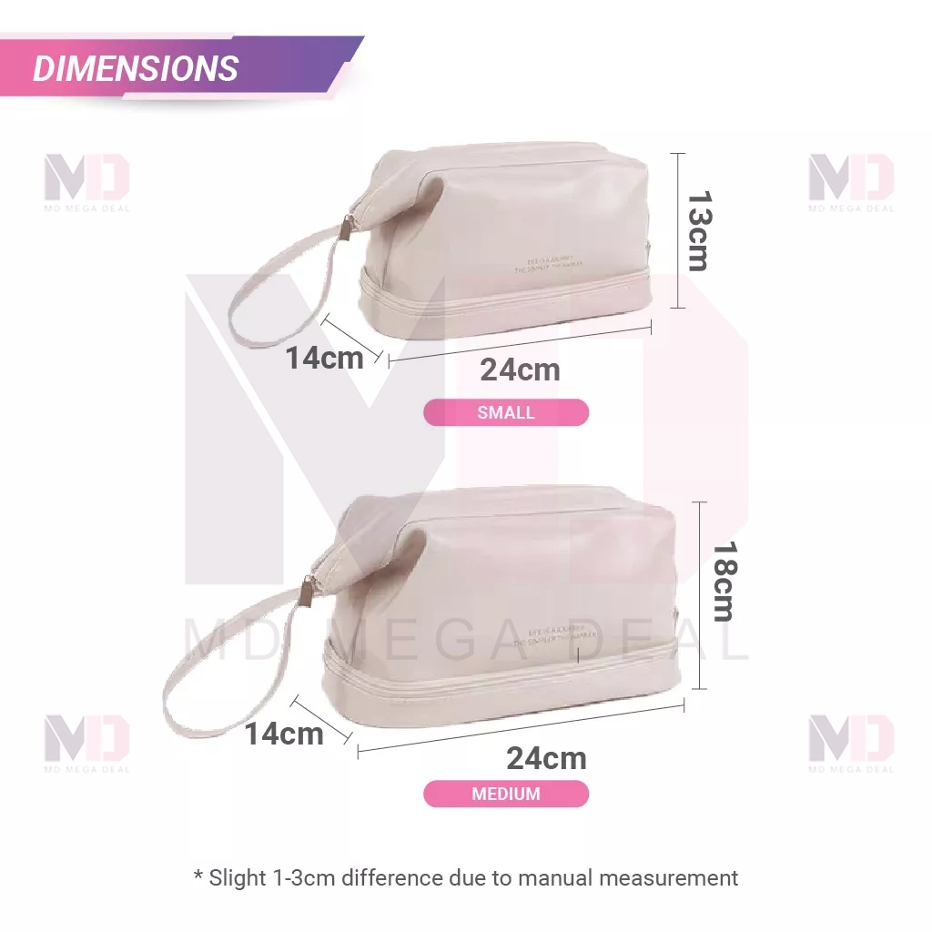 《Mega Deal》Korean Luxury Makeup Bag PU Leather | Portable Cosmetic Bag ...