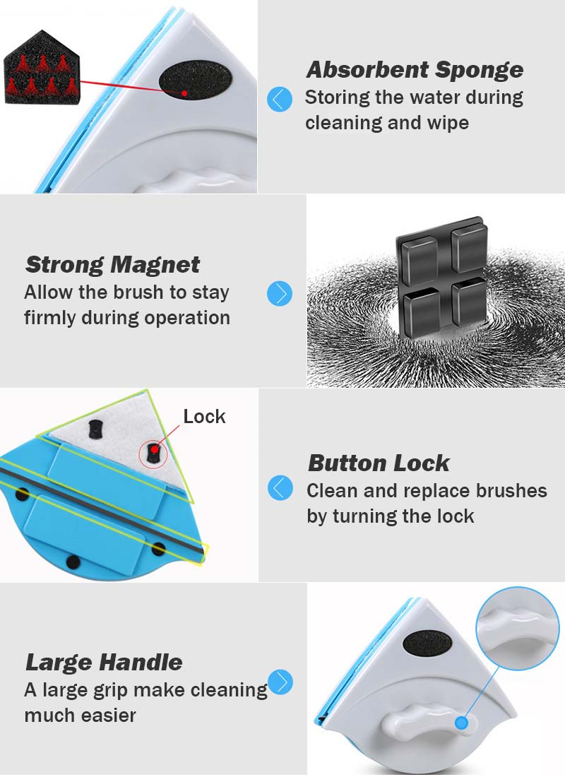 Magnetic Glass Cleaner For Big Glass Double Size Scratch-Free Scrubber ...