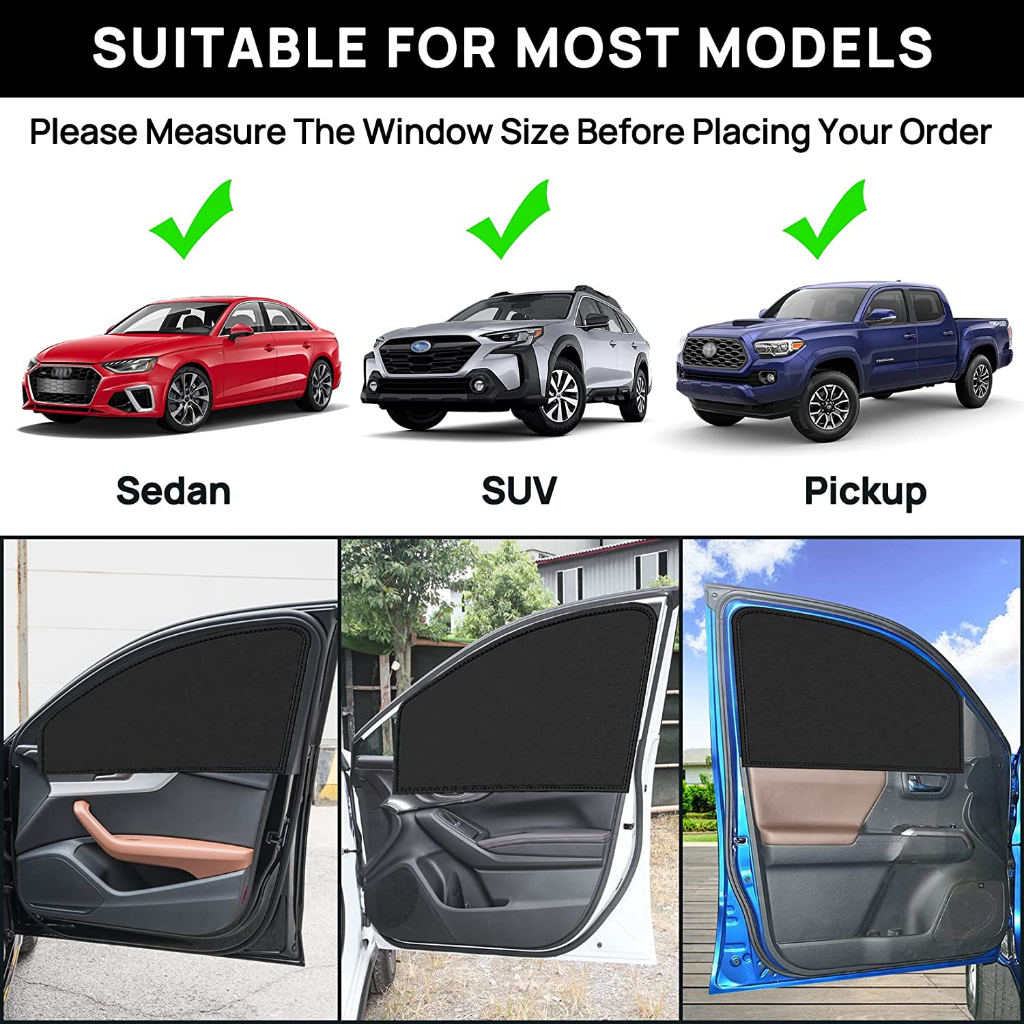 AUTOP 4Pcs Universal Car Curtain Side Window Sun Shades Magnetic ...
