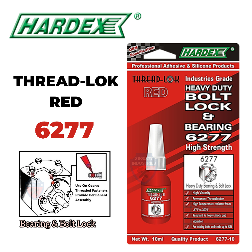 HARDEX HEAVY DUTY BOLT LOCK & BEARING THREAD-LOK 6277 (10ML) | Shopee ...