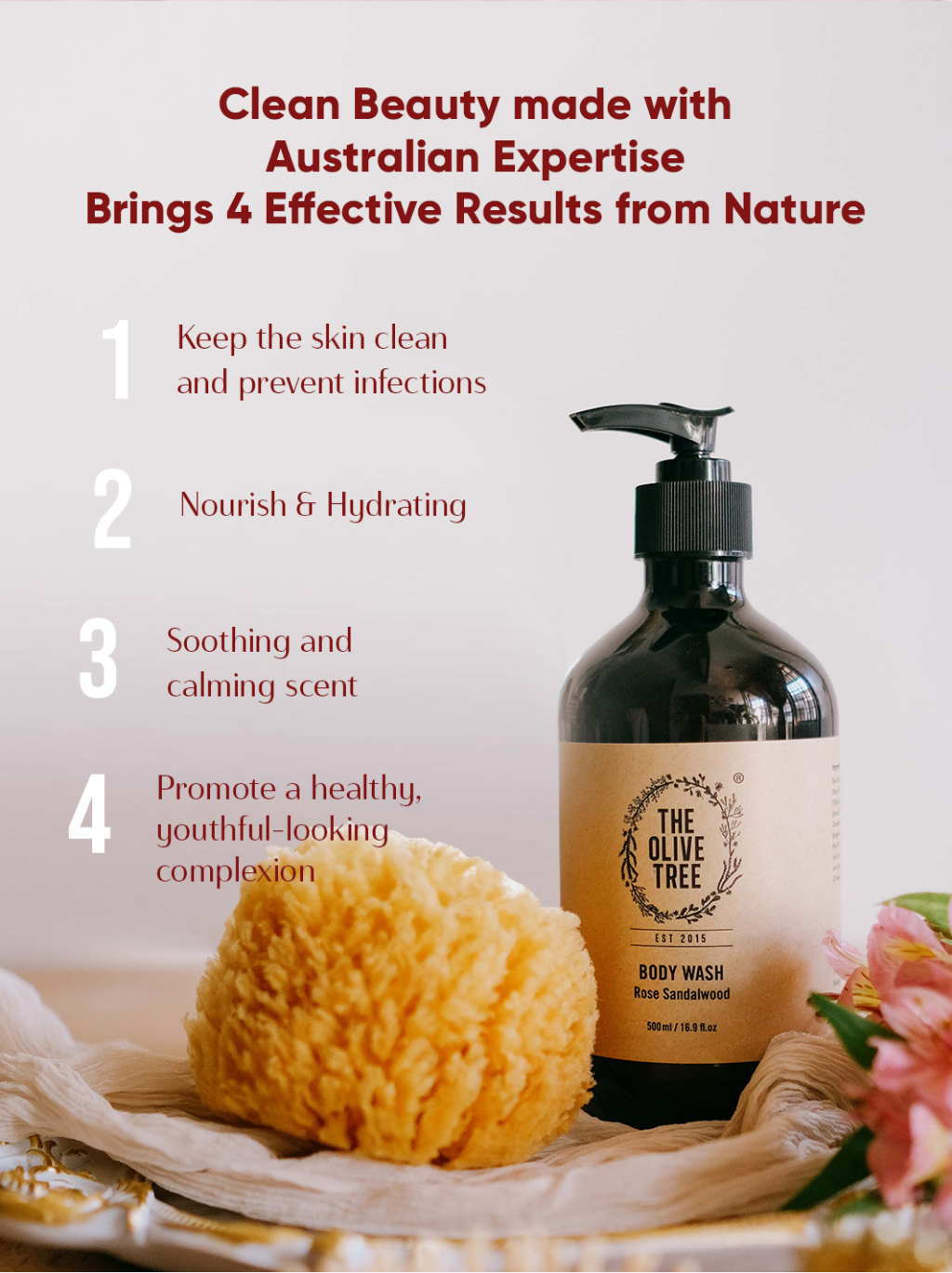 The Olive Tree Rose Sandalwood Body Wash Set/Sabun Mandi Rose ...
