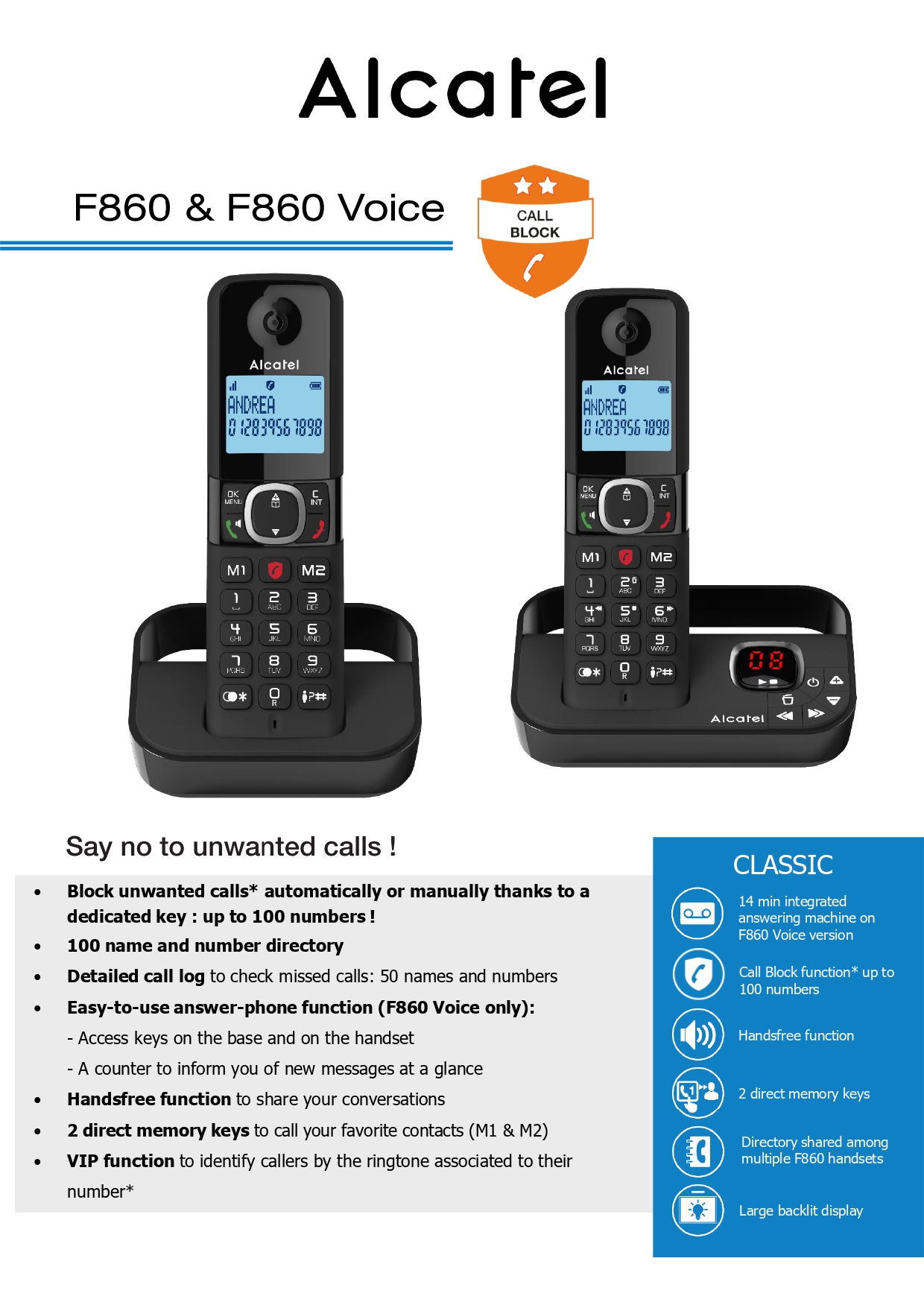 ALCATEL F860 Voice Trio / Quad Cordless DECT Landline 3 or 4 Telephone Handsets Loudspeaker with ...