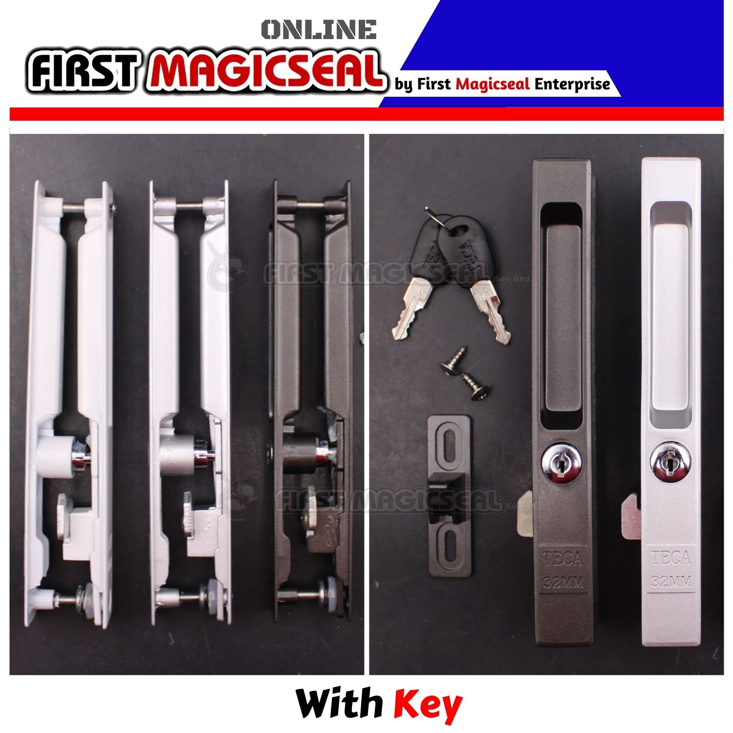 1stMagicSeal - A6 A5 Quality Sliding Glass Door Handle Lock Silver ...