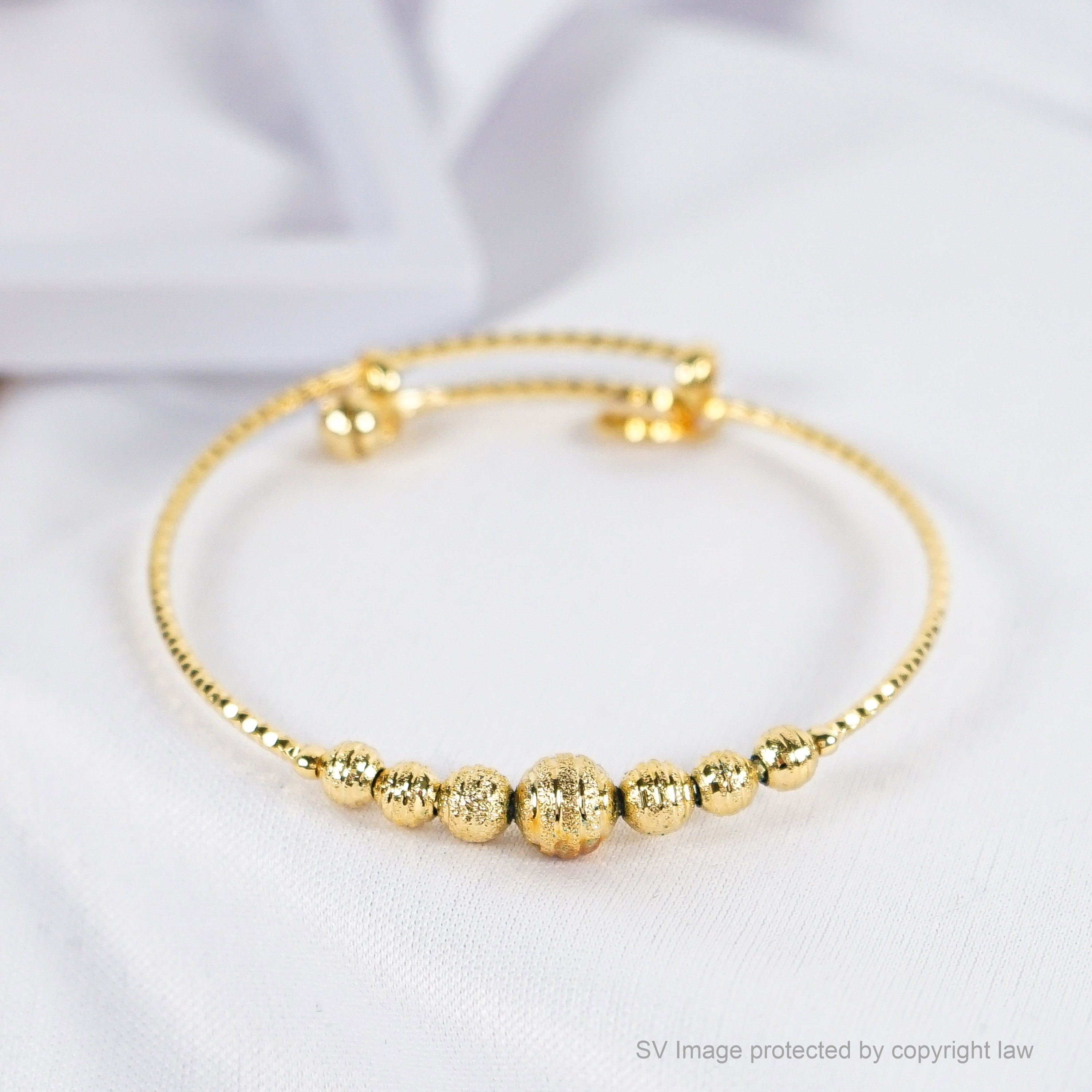 24K Gold Plated Gelang Emas Korea Simple And Manik Beads Ball Ring Bell ...