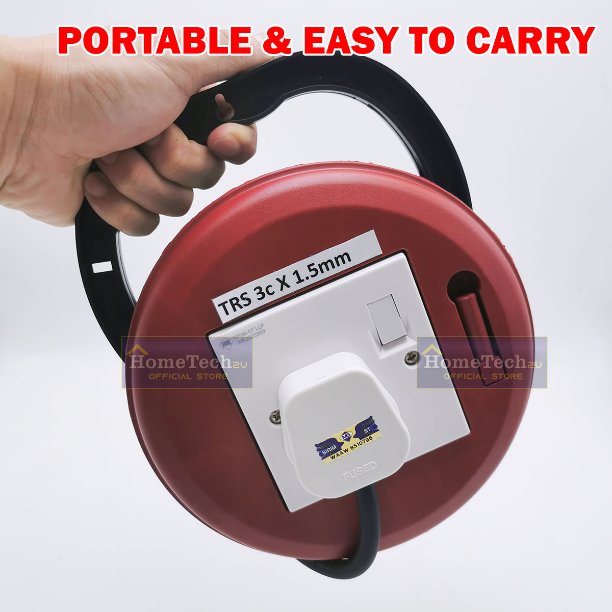 Heavy Duty Extension Roller Round Wire Box Trailing Socket Cable Reel ...