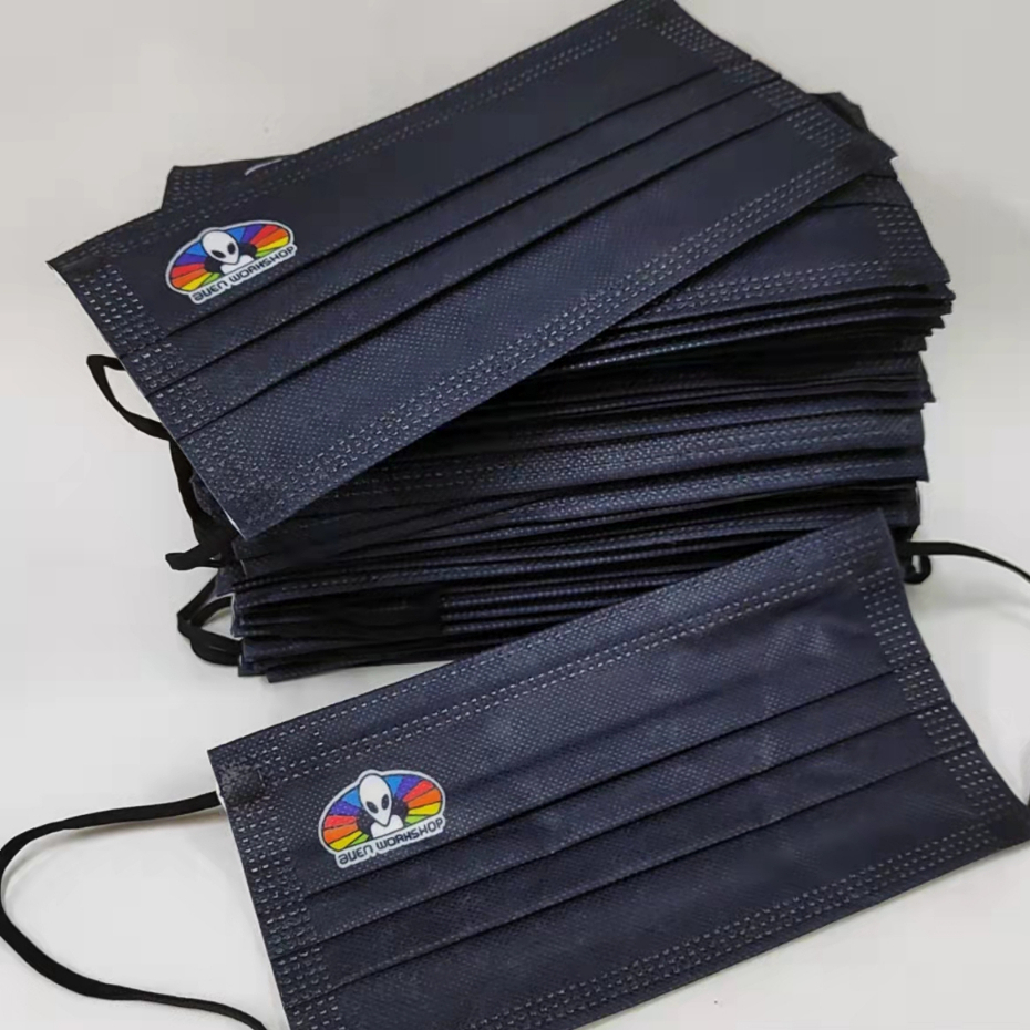 50pcs Face Mask Dewasa 3-Layers Adult Mask Hitam Face Mask Biker Topeng ...