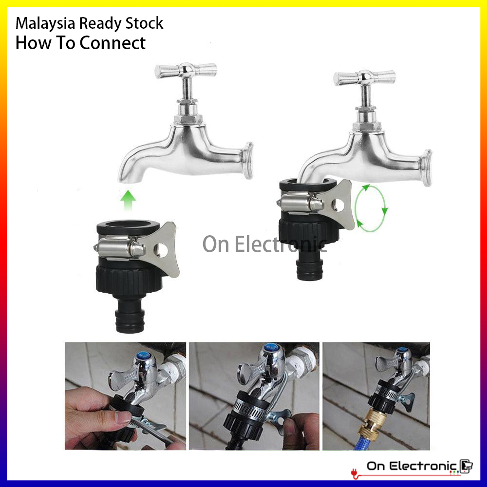 Snap In Universal Tap Connector Water Hose Faucet 13 to 17mm C/W Hose ...
