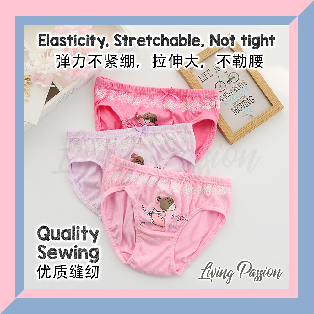 Kids Girl 100% Cotton Panties Children Underwear Underpants 5 pieces per box Seluar Dalam Kanak ...